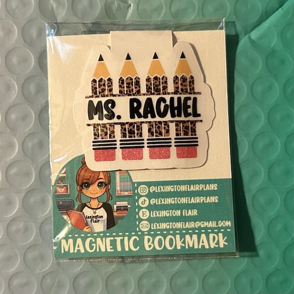 Magnetic Bookmark - School Pencil or Crayon With Custom NAME - Etsy