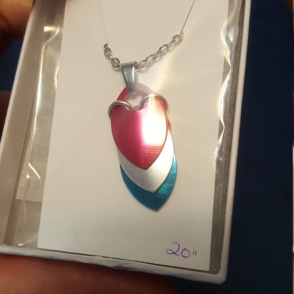 Transgender Pride Pendant Necklace, Chainmail Scale Pendant, Trans ...