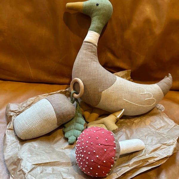 Premium Linen Heirloom Stuffed Animal Toys - Woodland Art Dolls - Fox ...