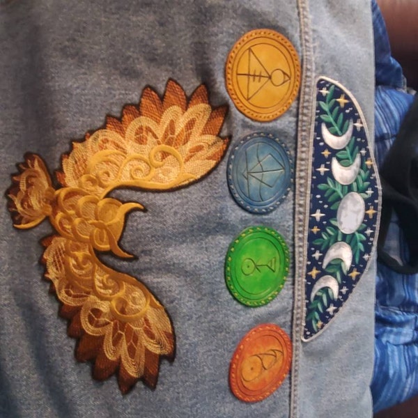 Moon Phases Large Back Patch - Iron on Embroidered Patches for Jackets ...