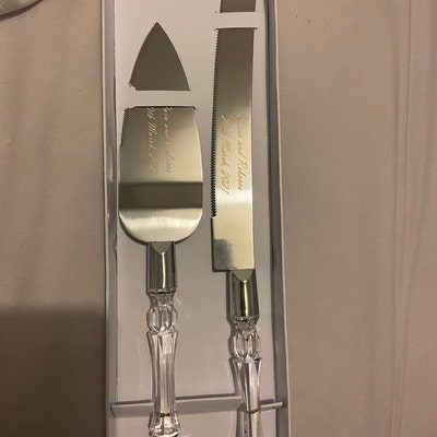 Cake Cutter Wedding Engraved Cake Server Knife Set Custom Cake Cutting ...