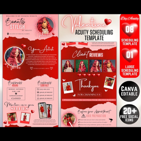 08 Editable Acuity Template, DIY Acuity Scheduling Site, Lash Tech ...