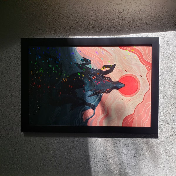 Tiangou Swallows the Sun 12x18 Inch SPARKLE Art Poster - Etsy