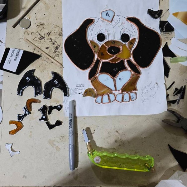 Bulldog Puppy-stained Glass Suncatcher Pattern - Etsy