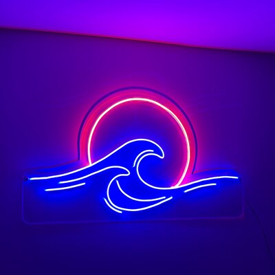 Wave Neon Sign LED Neon Sign Wall Decor Wall Sign Water - Etsy