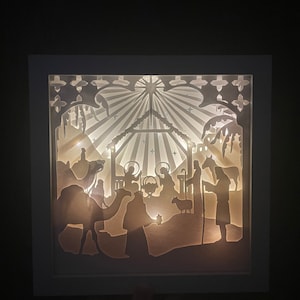 Decorative Nativity Scene Light up Shadow Box, Nativity Christmas Decor ...