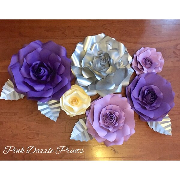 Small Paper Rose Flower Templates & Tutorial, Wedding Paper Roses, Easy ...
