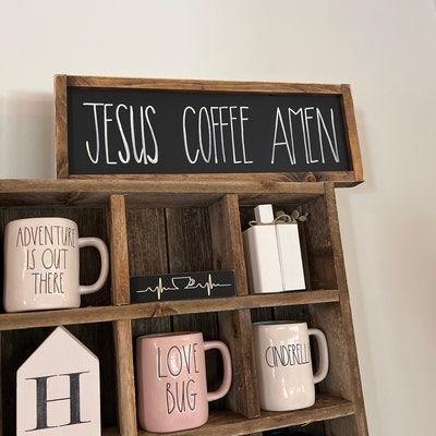 Jesus Coffee Amen Christian Sign for Coffee Station, Gift for Coffee ...