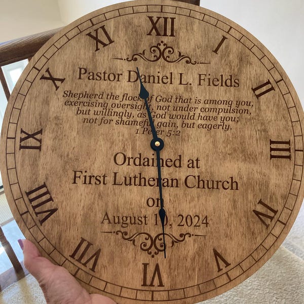 Ordained Pastor Gift - Pastor Installation Clock - Ordination Gift for ...