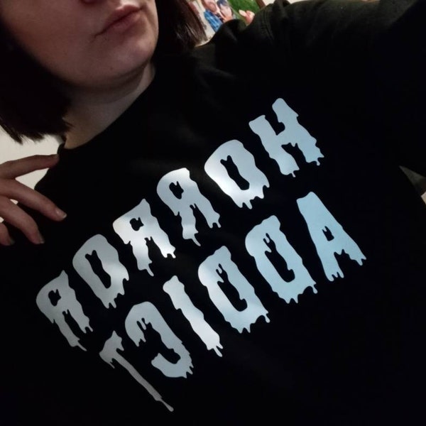 Horror Addict Goth Crew Neck Sweatshirt - Halloween Sweater - Etsy