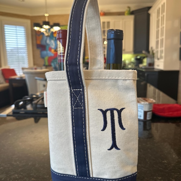 Monogram Canvas Wine Tote, Personalized Wine Tote, Personalized ...