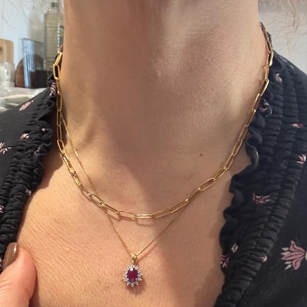 14K Solid Gold Box Chain Necklace, Pure 14K Gold Box Links Chain ...