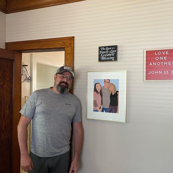 Three Person Custom Portrait | Digital Portrait| Personalized Gift ...
