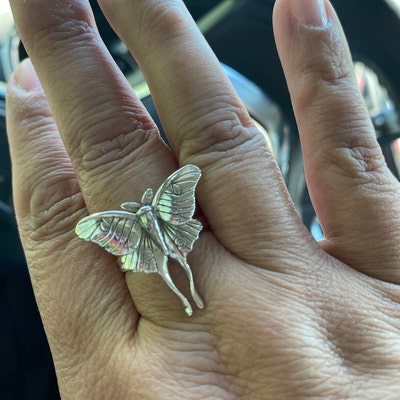 Luna Moth Ring, Moth Ring, Sterling Silver Ring, Silver Moth Ring, Luna ...