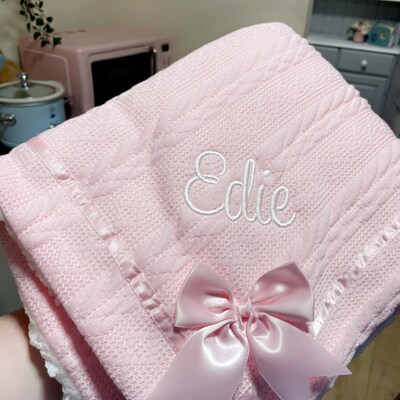 Personalised Baby Blanket, New Baby Gift, Baby Shower Gift, Knitted ...
