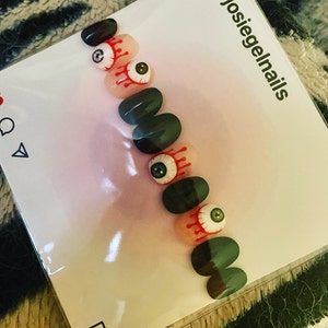 Green Mismatched French Manicure Gel Press on Nails Josiegelnails Green ...