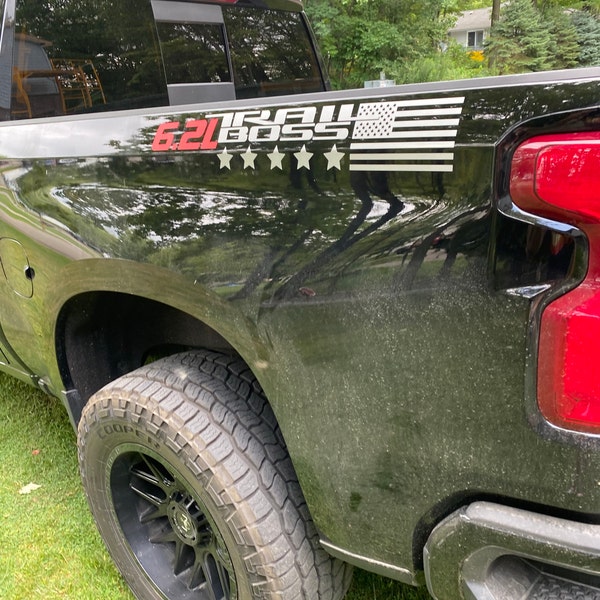 Chevy Silverado TRAIL BOSS American Flag Fender Badges Decals (set of 2 ...