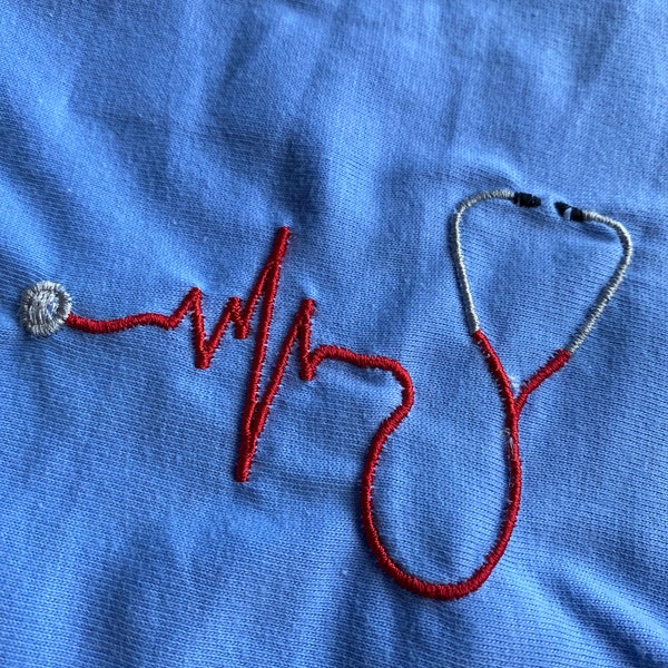 Stethoscope Heartbeat Embroidery Design - Medical EKG Pulse Machine ...