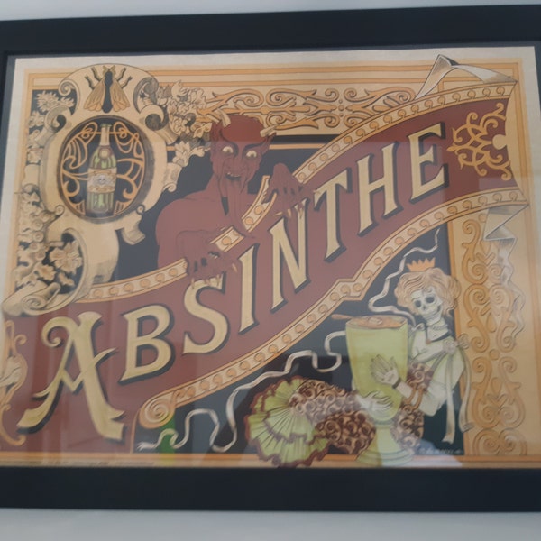 Madame Talbot's Victorian Lowbrow Absinthe Devil Skeleton Poster - Etsy