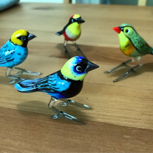 Glass Bird, Hand Blown Glass Bird Figurine, Glass Bird Ornament, Art ...