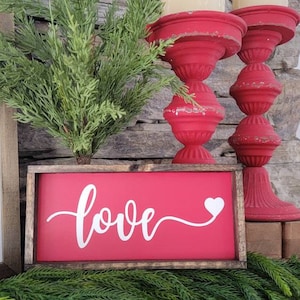 Mini Valentines Day Sign LOVE HEART Small Sign Tier Tray Tiered Tray ...