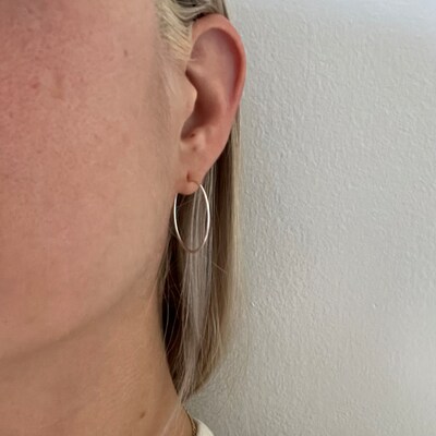 Large Silver Hoop Earrings. Solid 925 Sterling Silver Hoops. - Etsy