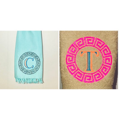 Greek Key Monogram Frame 2 Embroidery Designs Instant Download - Etsy