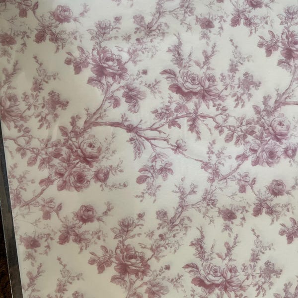 Climbing Rose Cake Wrap French Toile Pink Floral Edible Image Dusty ...