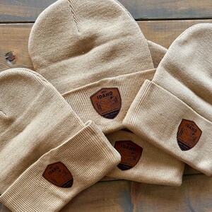 Custom Leather Patch Beanies Personalized Beanie Hats With Custom Logo Unisex Winter Hat Company ...