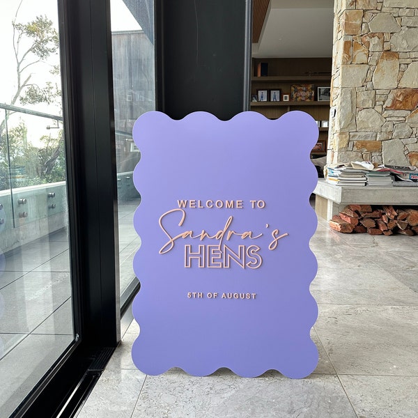 Wave Wedding Welcome Sign, 3D Names, Modern Wavey Wedding Signs ...