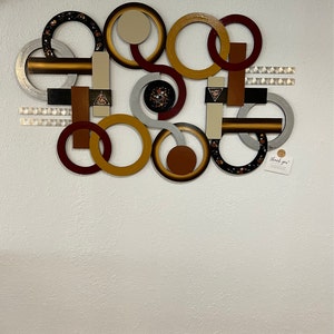 Colorful Contemporary Modern Abstract Circle Sculptures, Wood Wall ...
