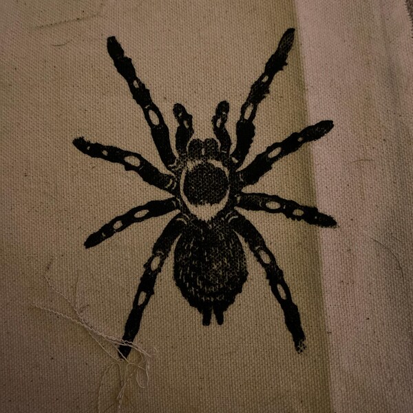 Block-print Tarantula Patch: White Cotton Canvas, Sew-on - Etsy