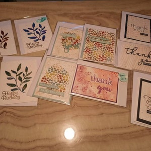 Set of 3 Flower Blank Note Cards. Handmade Any Occasion Card ...