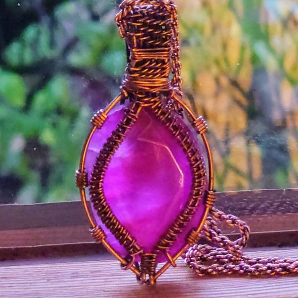 Red Flash Labradorite Gemstone Pendant Copper Wire Wrapped Pendant ...