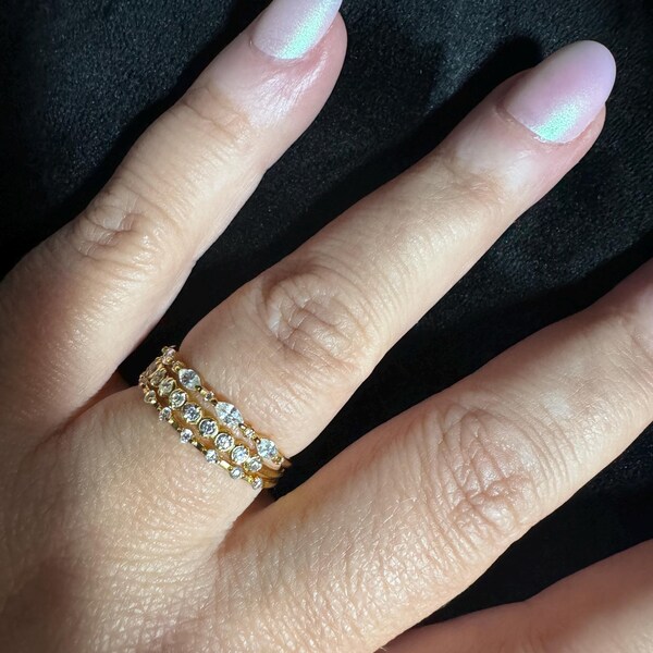 Diamond Stacking Ring Set by Caitlyn Minimalist Set of 3 Dainty ...