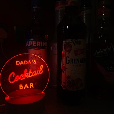 Personalised Home Bar Mini Desk Lamp, Birthday Gift for Her, Home Bar ...