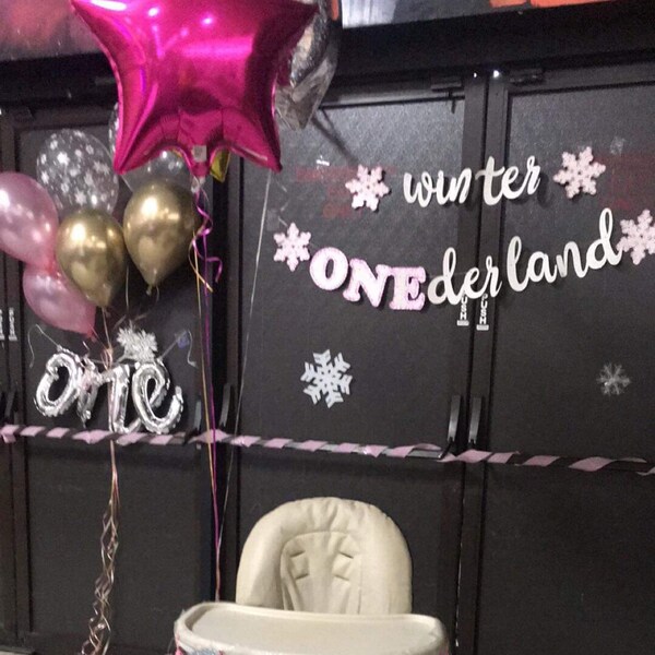 One Script Balloonone Balloonpink First Birthday Balloonwinter ...