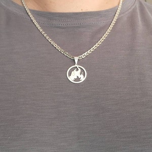 Circular Flame Necklace With Triangular Burnout, Special Chain, Fiery ...