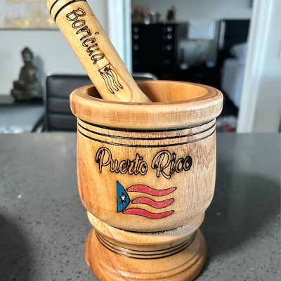 Pilon Para Mofongo Puerto Rico 2 Souvenir Puertorriqueño Wood Mortar ...