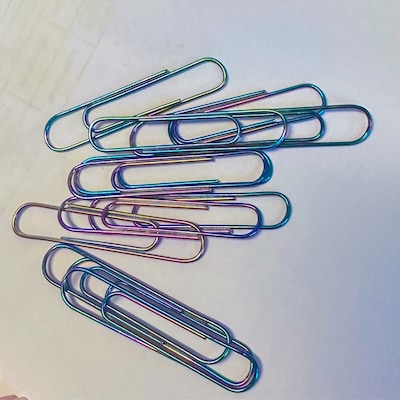 Giant Jumbo 75mm Paper Clips Metallic Explosion of Rainbow Coloured ...