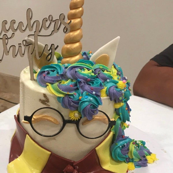 Unicorn Cake Topper With Ears and Lashes in Gold or Custom Colors FAST ...