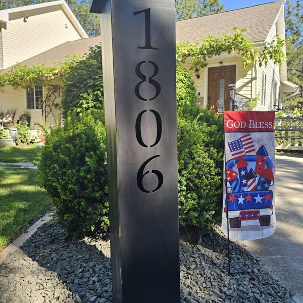 Address Column - Garden Pillar - / Steel Metal Art / Metal Decor ...