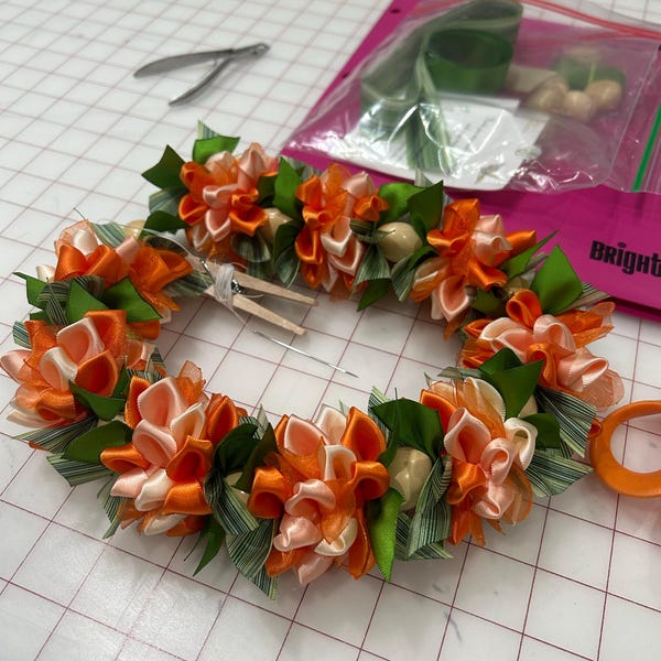 DIY Hawaiian Ribbon Lei Kit: Peach Orange Flower Lei Ribbons - Etsy
