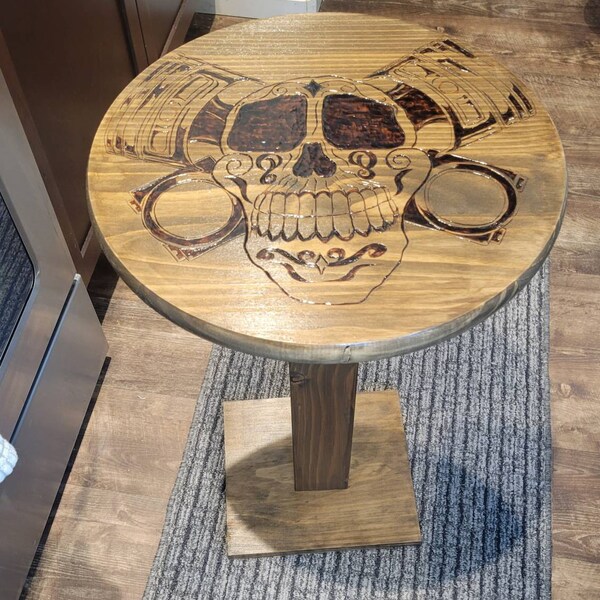 HANDMADE Wood Table | Accent Table | Custom Engraved Table | Wood ...