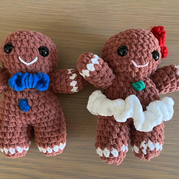 Gingerbread Boy Girl / Low Sew Crochet Pattern / Gingerbread Couple ...