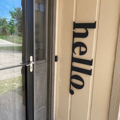 Metal Hello Sign, Front Door Decor, Front Porch Decor, Vertical Welcome ...