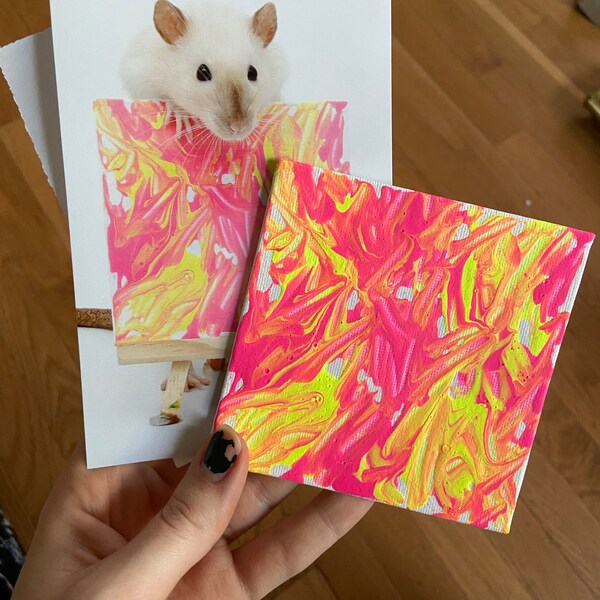 Rat Painting 4"x4" - Etsy