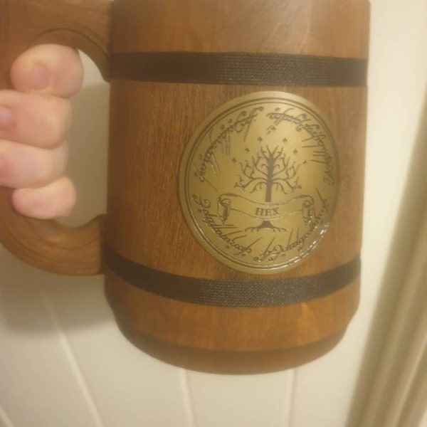 Witcher Mug Wooden Beer Stein With Personalized Etched Plaque Gift for ...