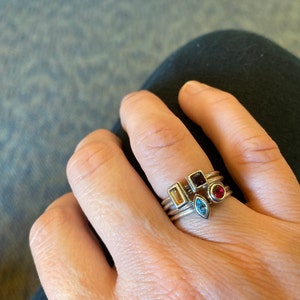 Stackable Gold Rings Gold Stack Ring Set 2 Birthstone | Etsy