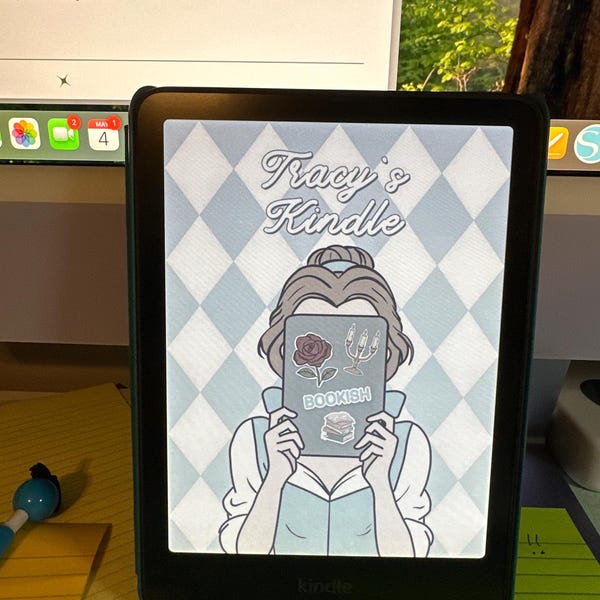 Bookish Sticker Inspired Kindle Insert - Neutral Checkered Compatible ...